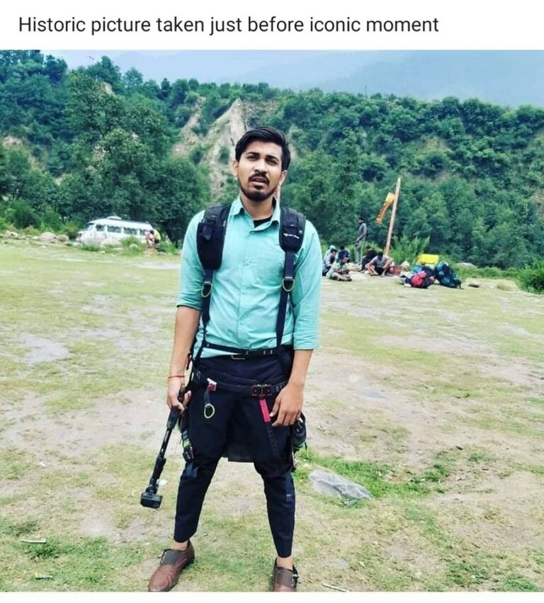 Viral Guy From Paragliding Video: Land Karade Bhai Memes | Wotpost